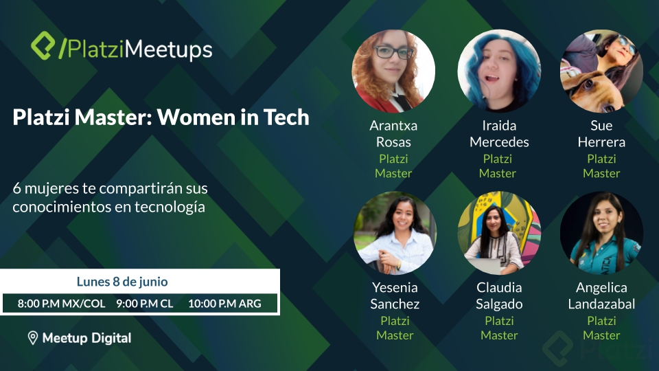 Meetups Digitales 8 al 12 de Junio en Platzi | Platzi Master, Bases de Datos y WordPress